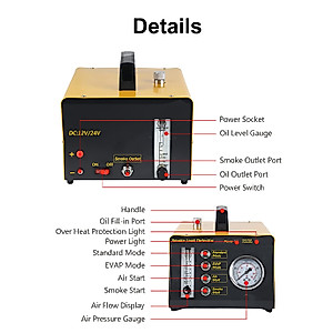 QPKING EVAP Smoke Fuel Leakage Tester 4 in 1 Car Conduit Pipe System Leak Detection Tools, Car Fuel Leak Detector for 12V/24V Vehicles Boats with Adjustable FlowMeter Leak Detector