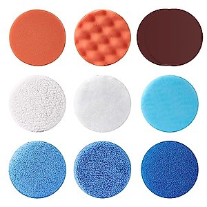 Saker Cordless Buffing Bonnet Pad - 6 Inch 10PCS Polishing Kit for Car Detailing, incl. Sponge for Waxers and Polisher