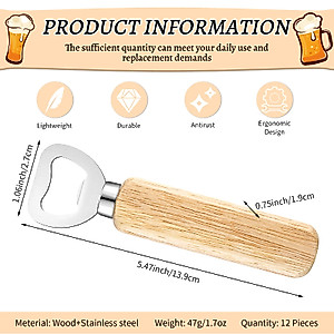 12Pcs Wood Bottle Openers, Bartender Bottle Openers, Engravable Beer Bottle Openers, Cider, Soft Drinks Bottle Opener for Home, Bar or Restaurant-Wood Handle Handheld