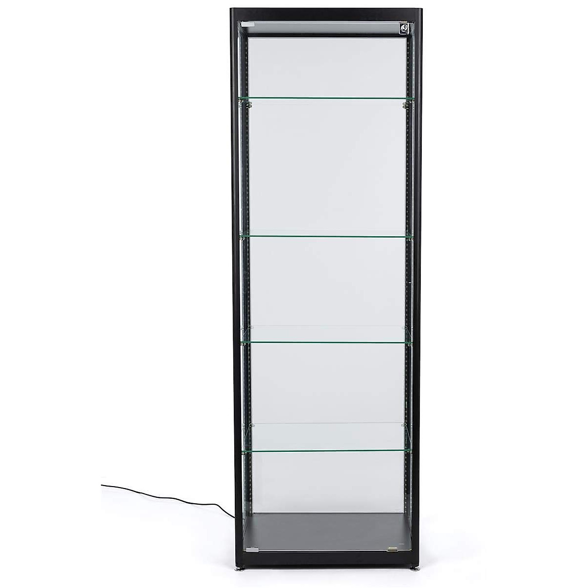Displays2go 2 Foot Wide Display Cases with Corner Lighting – Black (DCKDMT24B)