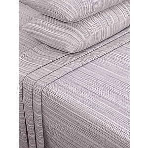 Briarwood Home Spaced Dyed Heather Jersey Sheet Set 4pc Bedding 100% Pure Cotton Bed Set Breathable Deep Pocket Easy Fit Comfortable Cozy T-Shirt Soft Sheets Premium Bedding Set (Space Gray, Full)