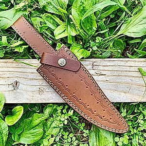 12" long custom handmade leather sheath fits up to 6"—7" cutting blade knife