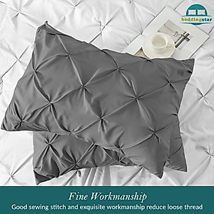 King Pillow Shams Set of 2 Pinch Pleated Dark Grey Pillow Shams King 20X36 Pinch Pillow Covers 100% Egyptian Cotton 600 Thread Count Hotel Class Bedding King Size Decorative Pinch Pillow Shams Set