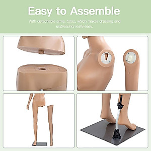 69 Inch Full Body Mannequin Female Torso Dress Form with Metal Base Manikin Adjustable Plastic Detachable Women Modle for Shopwindow Designer Female Mannequin Full Body Maniquies De Mujer