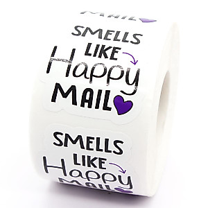 Littlefa Smells Like Happy Mail Stickers,Cute Mail Stickers,Small Business Stickers,Envelopes Seal Stickers,Funny Happy Mail Packaging Stickers 500 PCS