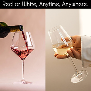 Mainstream Source White and Red Wine Glasses, Modern Renaissance Collection – Contemporary European Style Crystal Wine Glasses for Red Wine & White Wine (2 of Each, 4 Total)