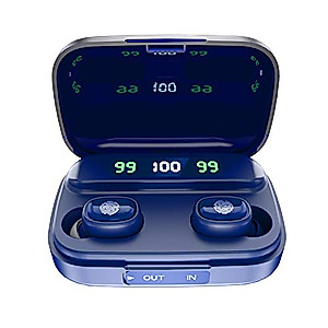 Heave Bluetooth 5.1 Wireless Active Noise Cancelling Mic Headset Earbuds,6 Hours Playback Time in Ear Ear Bud Earphone with Charging Case for Sport Travel Gym Workout Blue