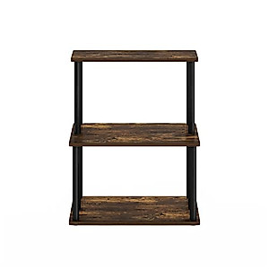 Furinno Turn-N-Tube 3-Tier Toolless Kitchen Storage Shelf, Amber Pine/Black