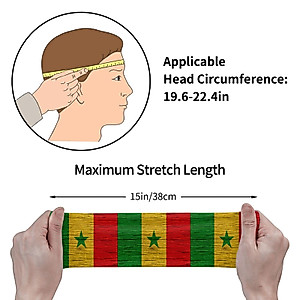 Senegal Wooden Texture Senegalese Flag Sports Headbands Unisex Yoga Non-Slip Quick-Drying Workout Hairband