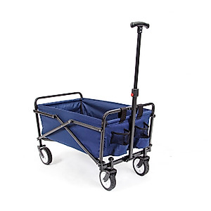 MACSPORTS Lightweight Collapsible Folding Outdoor Utility Wagon, Weight Capacity 150 LBS, Navy
