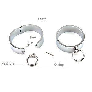 HIPLAYGIRL ChaodiaNYG Hardcore Metal Cuffs - Lockable Punk Wristband, Simple Handcuffs with O Ring, A Pair (6cm)