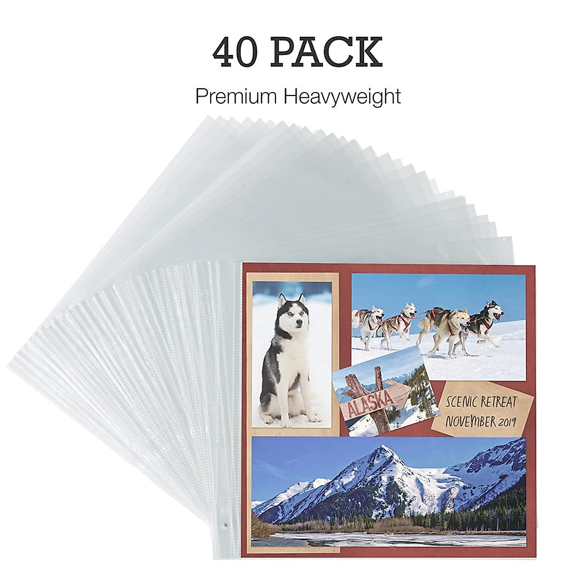 Samsill Scrapbook and Photo Album Expansion Page Refill Protectors 12x12 (40 Pack)