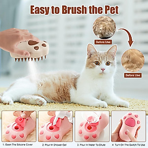 Cat Steam Brush for Shedding, Rechargeable Cat Claw 3 in 1 Cat Grooming Tool for Massaging, Self-Cleaning, and Pet Hair Removal for Long and Short Hair of Cat and Dog (Brown)