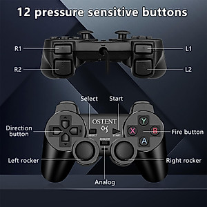 OSTENT Wired Analog Controller Gamepad Joystick Joypad for Sony Playstation PS2 PS1 PS One PSX Console Dual Shock Vibration Video Games