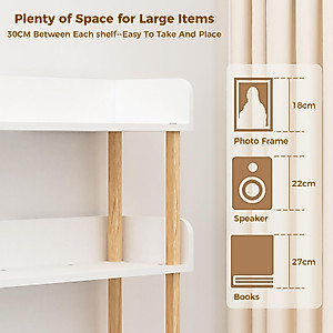 Petpvilit 4-Tier Wooden Bookshelf, Modern Open Bookcase with Top Edge and Solid Wood Frame, Freestanding Bookshelf Storage Organizer for Home Office Living Room