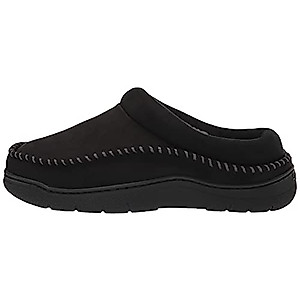 Dearfoams Men's Thompson Cozy Memory Foam Indoor Outdoor Clog House Slipper, Black, Large