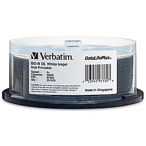 Disc Blu-ray 6X DL 50GB DataLife + White Hub IJ Printable 25pk Spindle
