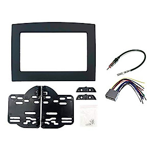 Black Radio Stereo Double Din Dash Install Kit w/Wiring Harness Compatible with Dodge Ram 2006-2010