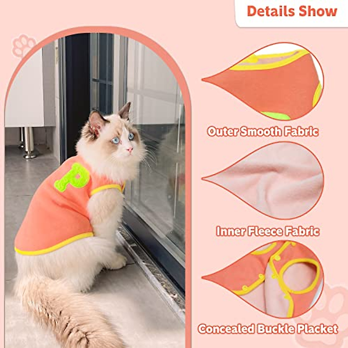 MESHEEN 2 Pieces Dog Casual Shirt Without Sleeves for Puppy and Cats Made of Soft Inner Fleece Breathable Fabric Keep Your Pet Cozy, Cute Pet Clothes Printed P Pattern