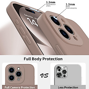 bicol Compatible with iPhone 15 Pro Max Case with Screen Protector,Enhanced Camera Lens Protection,Soft Liquid Silicone Protective Cover,Slim Fit Protective Phone Case 6.7" Light Brown