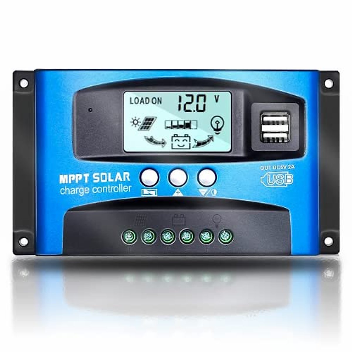 EpRec MPPT 40A 12V/24V Auto Focus Tracking Solar Panel Charge Controller Regulator with Dual USB Port,LCD Display, New Mppt Technical