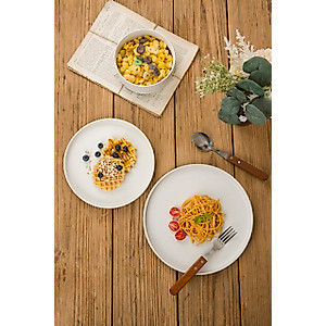 Famiware Star Dinnerware Sets, Plates and Bowls Set for 4, 12 Piece Dish Set, Full Glaze Matte White