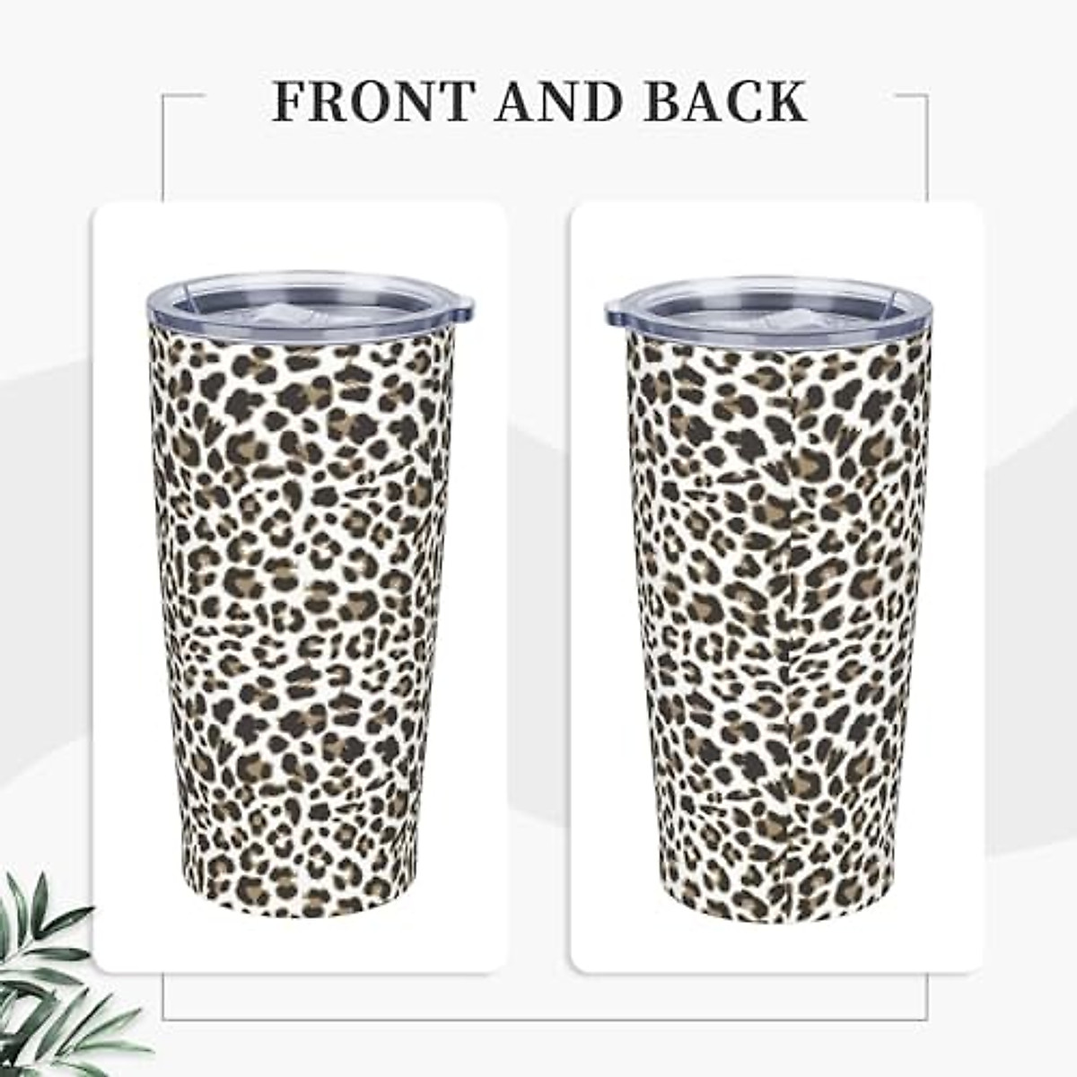 20oz Tumbler Classic Leopard Prints Double Wall Vacuum Insulated Coffee Mug with Lid and Metal Straw Brush Reusable Stainless Steel Water Bottle Travel Cup Gifts for Car Ice Drinks Hot Beverage