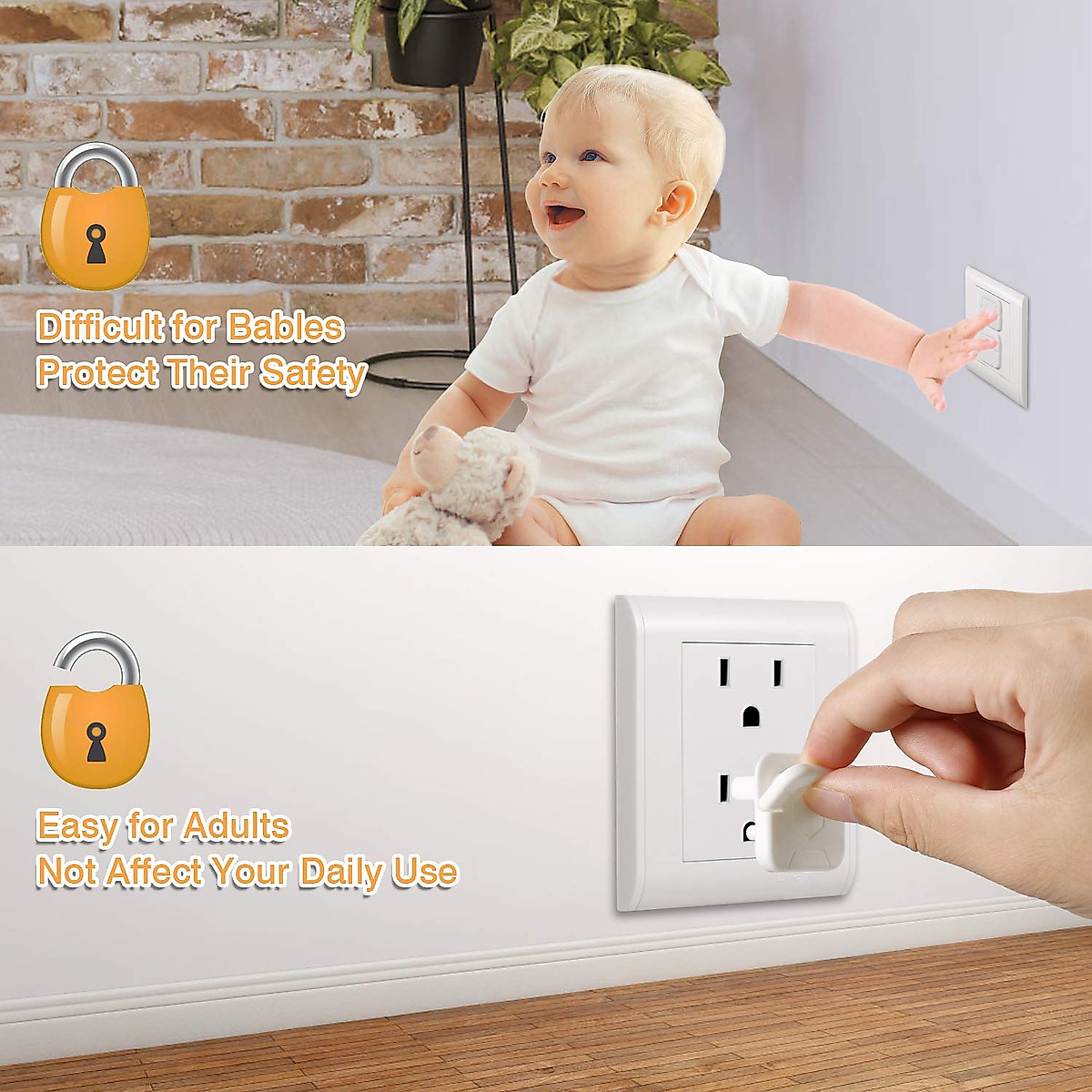 55 Pack Outlet Plug Covers Baby Proofing Plug Protector Electrical Safety Outlet Covers (3-Prong White)