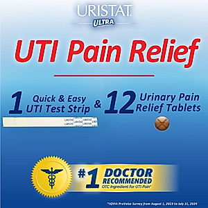 URISTAT Ultra UTI Relief Pak, UTI Treatment for Women and Men, 1 UTI Test Strip and 12 UTI Treatment Tablets, 1 Box