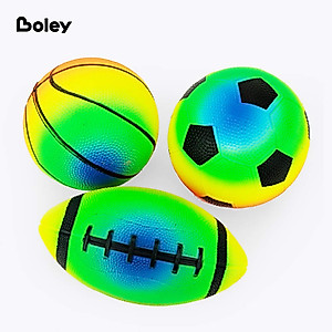 Boley Rainbow Sports Balls & Air Pump - 3 Pk Small Toddler & Kids Balls - Indoor Outdoor Ball Set for Kids Ages 3+