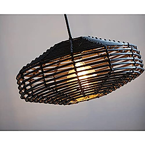 Adesso 5240-01 Kingston Pendant Light, 7 in, 60W, Black Rattan, 1 Hanging Light
