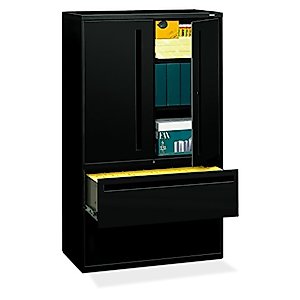 HON 2-Drawer with 3 Shelves Office Filing Cabinet - Brigade 700 Series Lateral File Cabinet, 19.25"D, Black (H795)