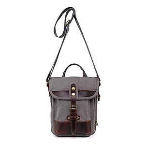 TSD Brand Valley Trail Canvas Crossbody Bag (Grey)
