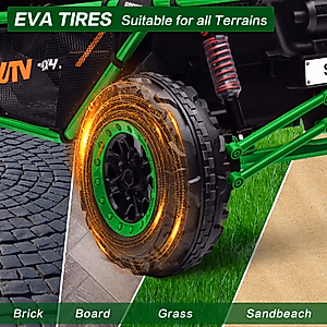 MOLACHI 24V 10AH Ride on Cars 2 Seater,Electric Cars Vehicles with 2x200W Powerful Motors,Metal Frame, Brake&Gas Pedal, EVA Tires, 3 Speed, Led Light, Bluetooth, 2 Spring Suspension(Green)