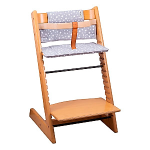 JYOKO Kids Cushion Made Cotton 100% Compatible with Stokke Tripp Trapp high Chair (White Star)