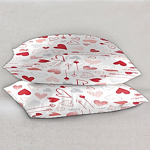 Arrows Heart Satin Pillow Cases Silk Satin Pillowcase for Hair and Skin Standard Set of 2 Super Soft Silk Pillowcase with Envelope Closure (20x26 in)