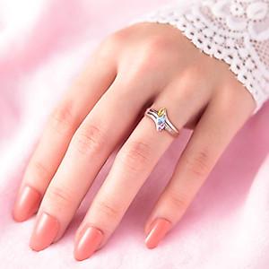 💖Valentine's Gift💖Madeone 925 Sterling Silver Rings 14K Gold Plated Ring Anniversary Promise Engagement Rings Bands Personalized Mother Ring with 3 Marquise Shape Birthstone 3 Names and 1 Engraving Customized Rings (7)