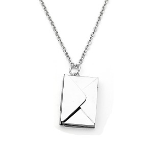 Personalized Envelope Necklace Custom Photo Necklace Collar Chain Pendant Envelope Locket Necklace Engraved Name Jewelry Silver Color