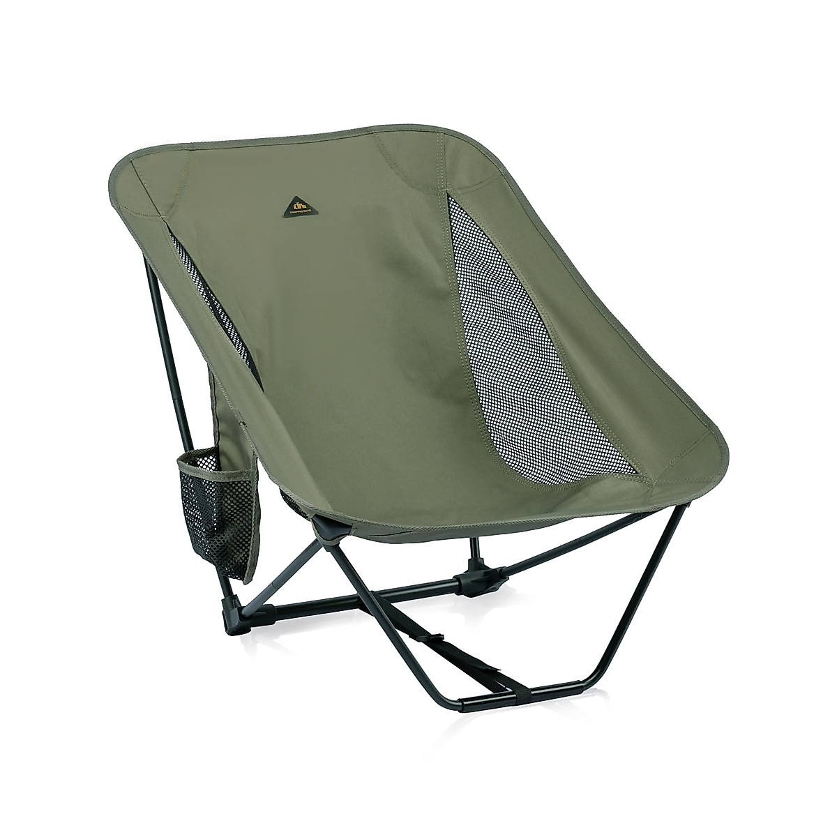 iClimb Low Ultralight Compact Camping Folding Chair with Side Pocket and Carry Bag (Green)