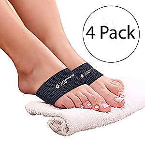 Copper Joe 4 Pack Foot Arch Support Compression Sleeves - Plantar Fasciitis Relief, Foot Support for Pain and Plantar Fasciitis Brace - Copper Arch Support and Plantar Fasciitis Foot Support