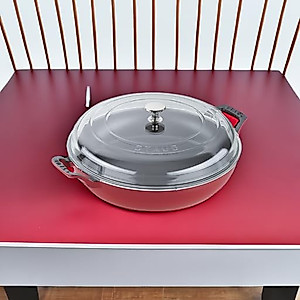 STAUB Braiser with Glass Lid, 3.5-Qt, Cherry