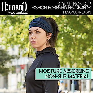 CHARM Black Japanese Bandana Headbands for Men and Women – Comfortable Head Bands with Elastic Secure Snug Fit Ideal Runners Fitness Sports Football Tennis Stylish Lightweight L