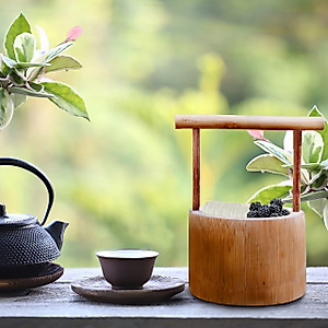 Bamboo Baskets With Wooden Handle - 2 Pieces | Small Decorative Wood Bowls For Snacks Fruit Basket And Berry Basket | gift baskets empty | Zen Decor Basket, Flower Girl Basket