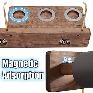 Amersis Wallmount Hair Dryer Holder Rack Compatible with Dyson Supersonic Hair Dryer Blow Dryer Accessories and Attachments Organizer Storage Rack, Walnut Wood(Hair Dryer & Attachments not Included)