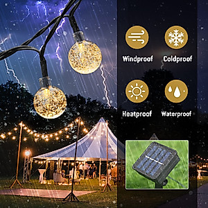 Bexdir Solar String Lights Outdoor, 50 LED Warm White Crystal Globe String Lights 8 Modes, Solar Powered Christmas Lights String for Porch Yard Garden Fence Tree Party Wedding Valentines Day Decor…