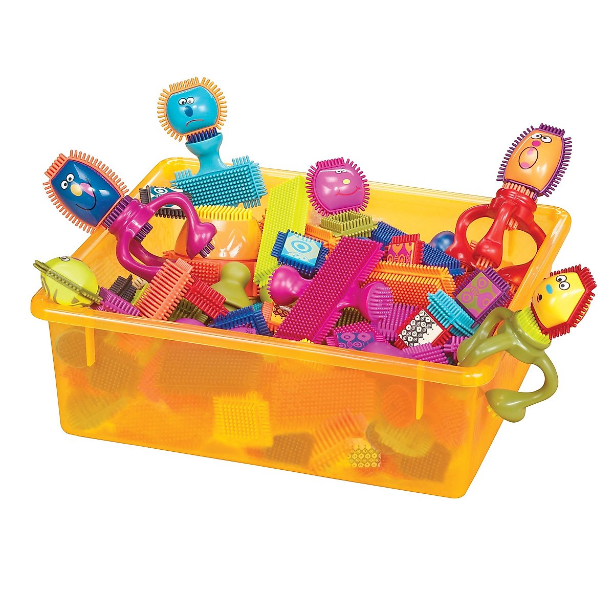 B. toys- Bristle Block Spinaroos - Creative Building Block Playset- 75 pcs- The Official Bristle Blocks - Toy Building Blocks for Toddlers