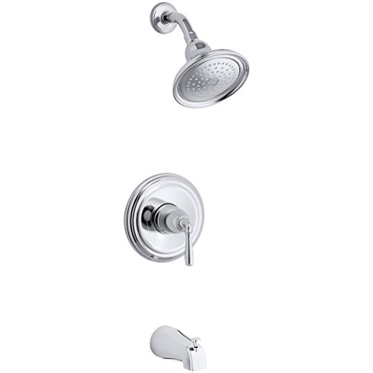 KOHLER TS395-4-CP Devonshire(R) Rite-Temp(R) Bath and Shower Valve Trim with Lever Handle, NPT spout and 2.5 gpm showerhead, 1, Polished Chrome