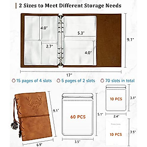 Jewelry Storage Book, PU Leather Travel Jewelry Organizer with Anti-drop Pockets, Portable Earrings Travel Album with Transparent Jewelry Bags for Rings, Bracelets(70 Grids+70 Anti-Oxidation PVC Bags)