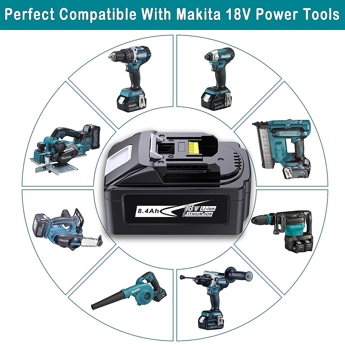 Simple Plus+ Replace for Makita 18V 8.4Ah LXT Lithium-ion Battery Real Capaticy MOLICELL INR-P42A Cell, Extra Long Runtime Compatible with Makita 18V LXT Power Tools and Chargers