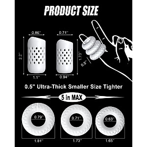 5 Different Sizes Cock Ring Set Penis Sleeve Adult Sex Toys & Games for Men and Couples Penis Ring Pump Sheath Cock Rings for Men Erection Sex Extender Girth Extension Male Sex Toy Sleeve Enlarger